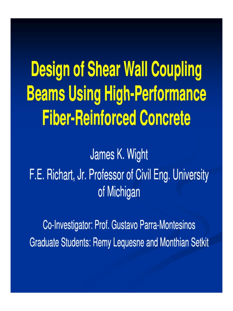 Design of Shear Wall Coupling Beams Using High-Performance Fiber-Reinforced Concrete (HPFRC ...