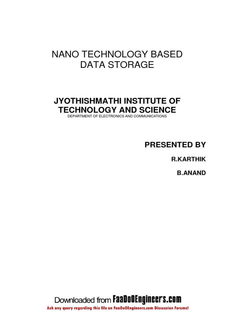 NANO TECHNOLOGY BASED DATA STORAGE Paper Presentation PDF | PDF ...