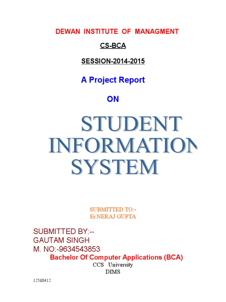 Student Info Sys | PDF | Feasibility Study | Java (Programming Language)