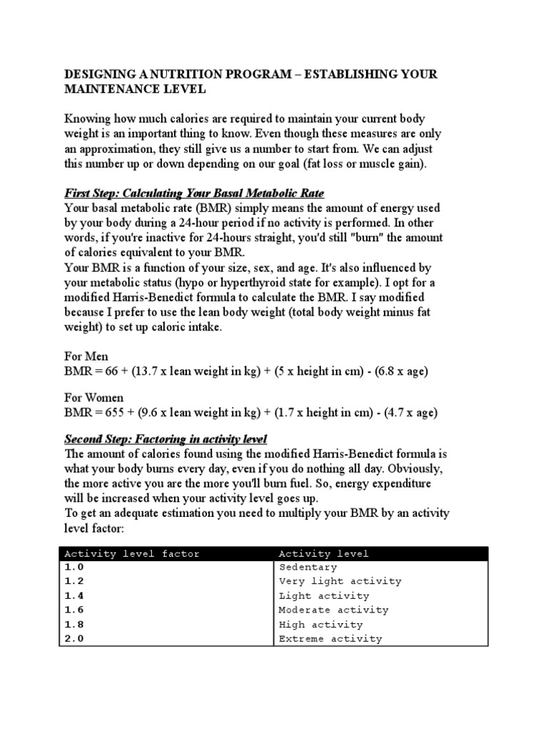 Designing an Effective Nutrition Program: A Guide to Calculating Daily ...