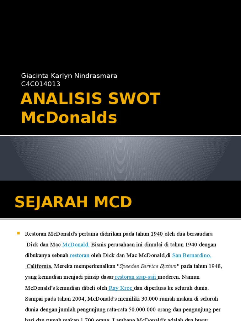 Analisis Swot MCD | PDF