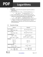 Logarithmic Formulas Sheet | PDF