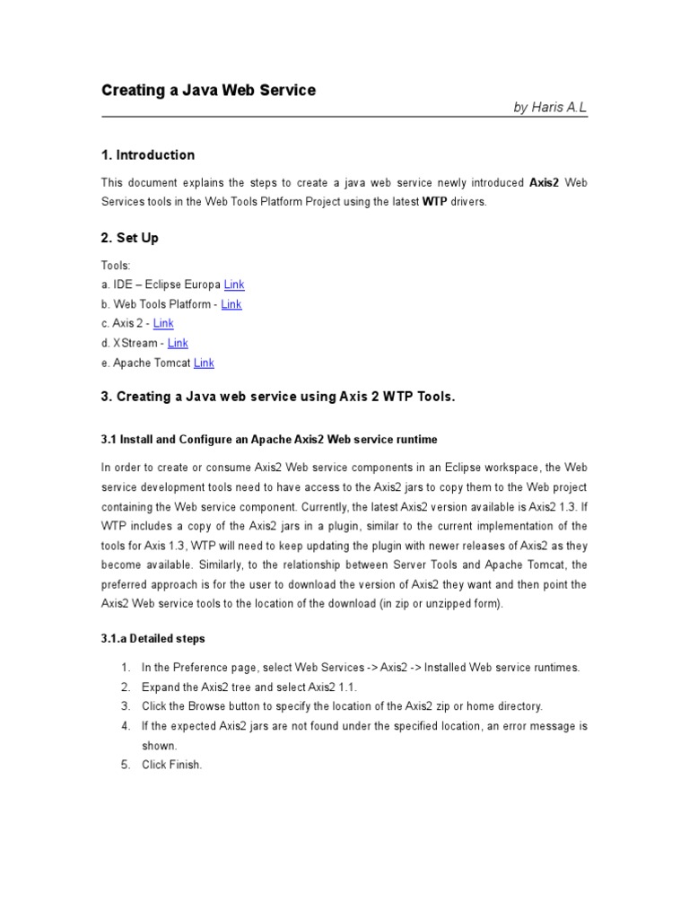 Creating A Java Web Service Pdf Xml Web Service