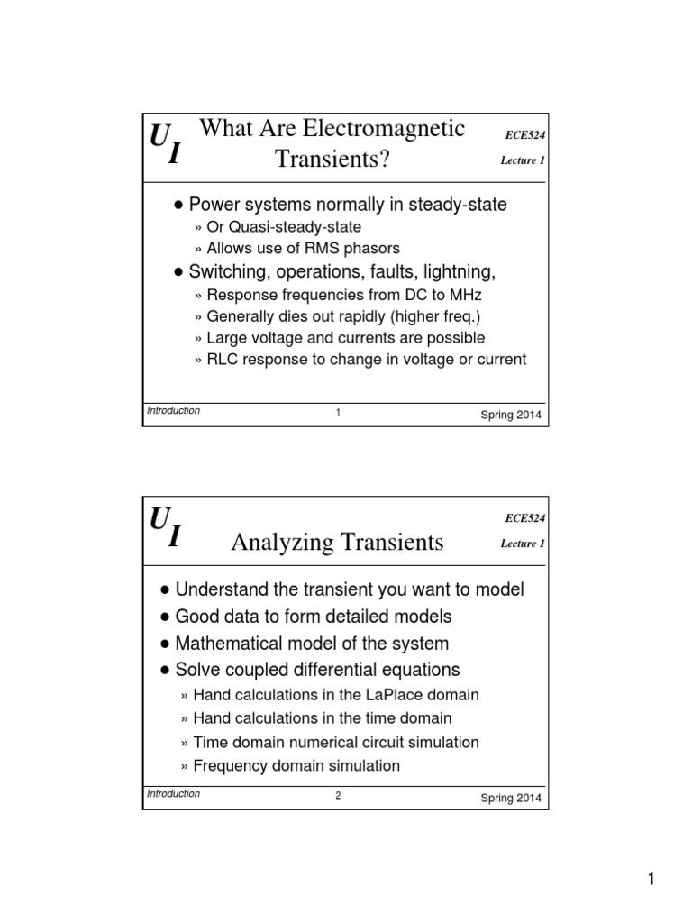 What Are Electromagnetic Transients?: Power Systems Normally in Steady ...