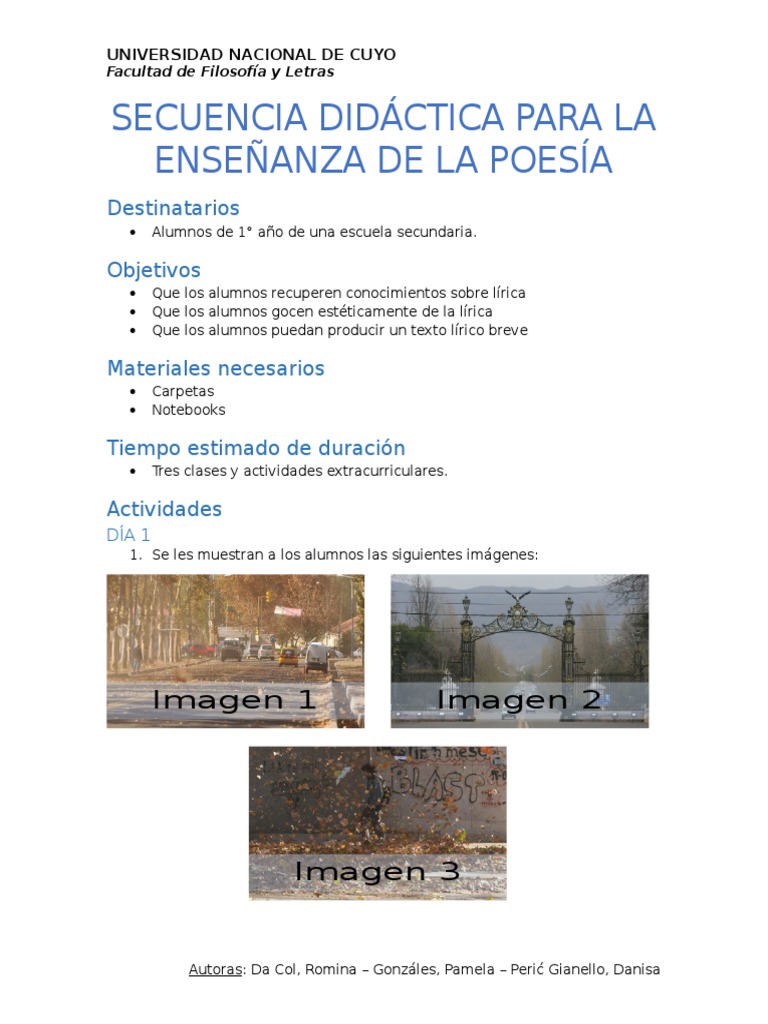 Secuencia Didáctica para La Enseñanza de La Poesía | PDF | Imagen ...