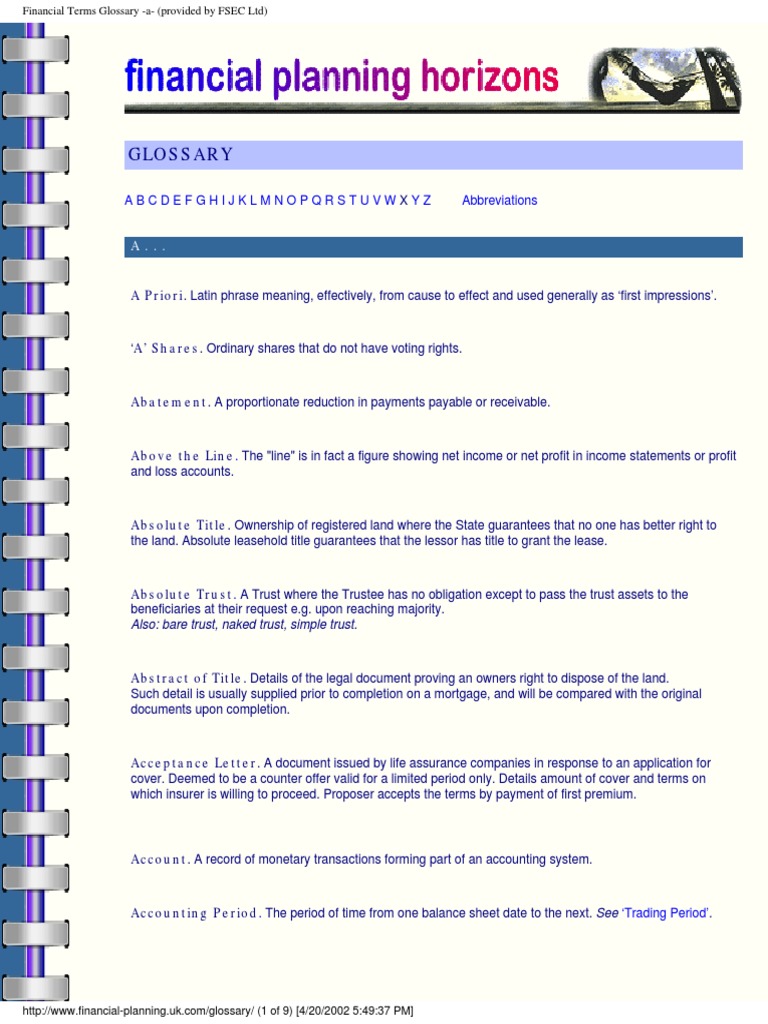 Financial Terms Glossary | PDF | Pension | Taxes