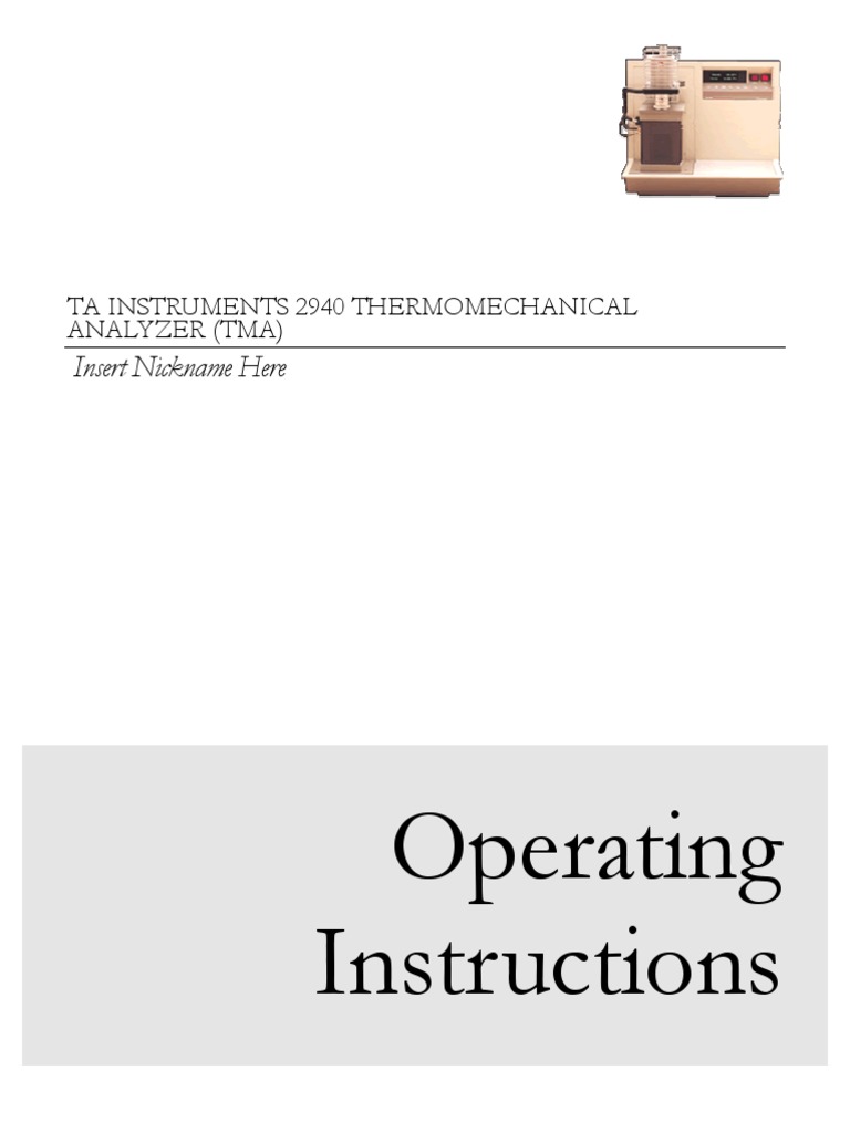 TMA Operating Instructions | PDF | Thermal Expansion | Polymers