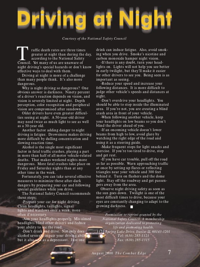 Night Driving Safety Tips | PDF | Tropical Cyclones | Flood