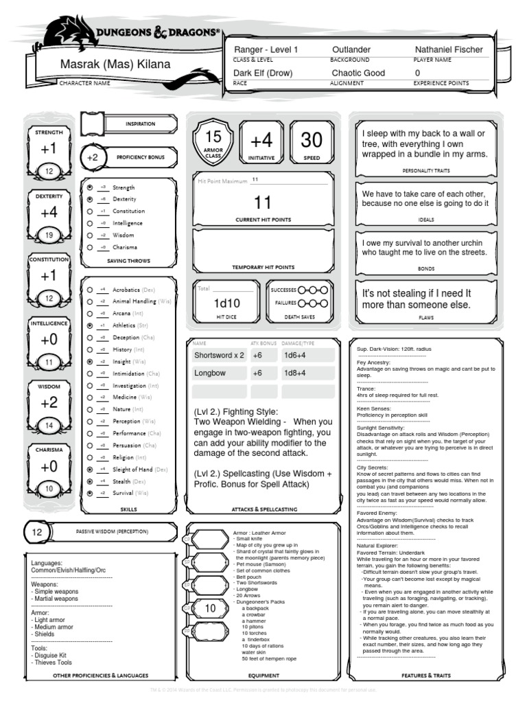 DnD_5E_CharacterSheet | Orc (Middle Earth) | Fantasy | Free 30-day Trial | Scribd