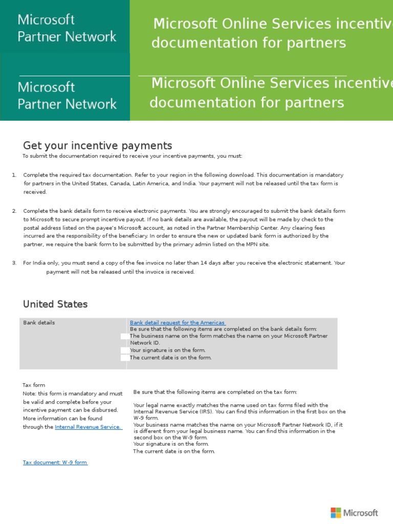Microsoft Online Services Incentives Documentation | PDF | Payments | Mail