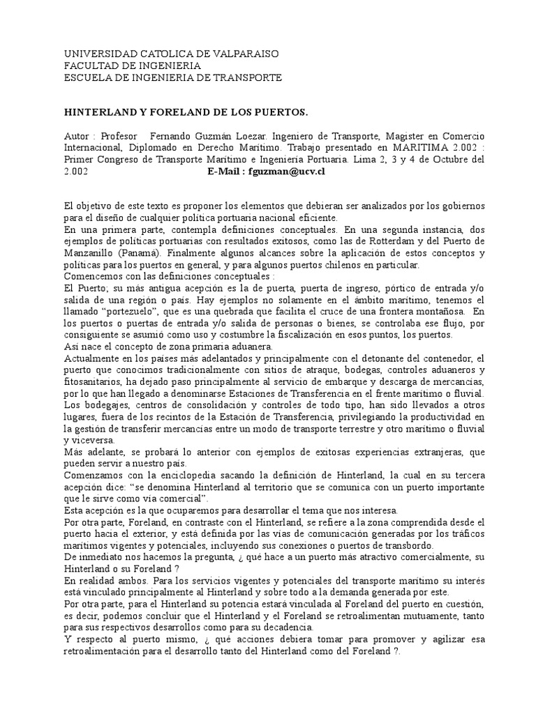 Hinterland y Foreland de Los Puertos. | PDF | El comercio internacional ...