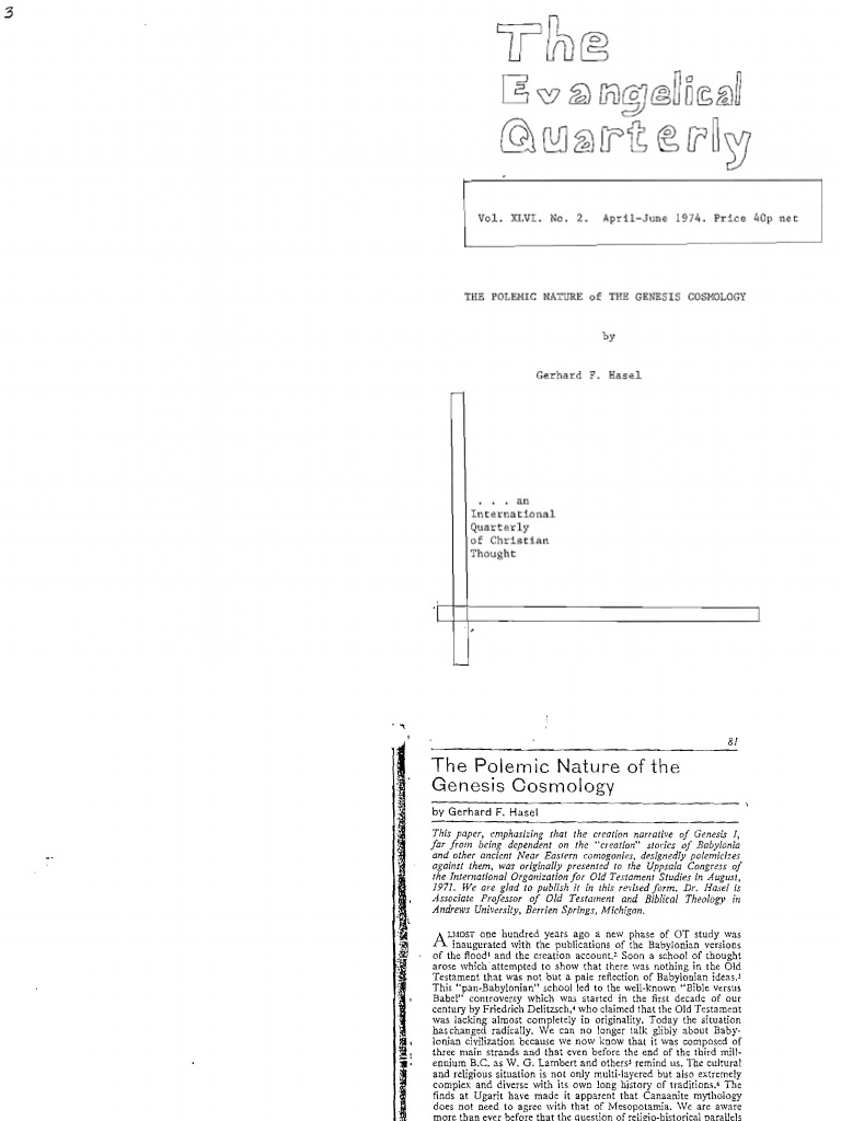 The Polemic Nature of The Genesis Cosmology - Gerhard Hasel | PDF ...