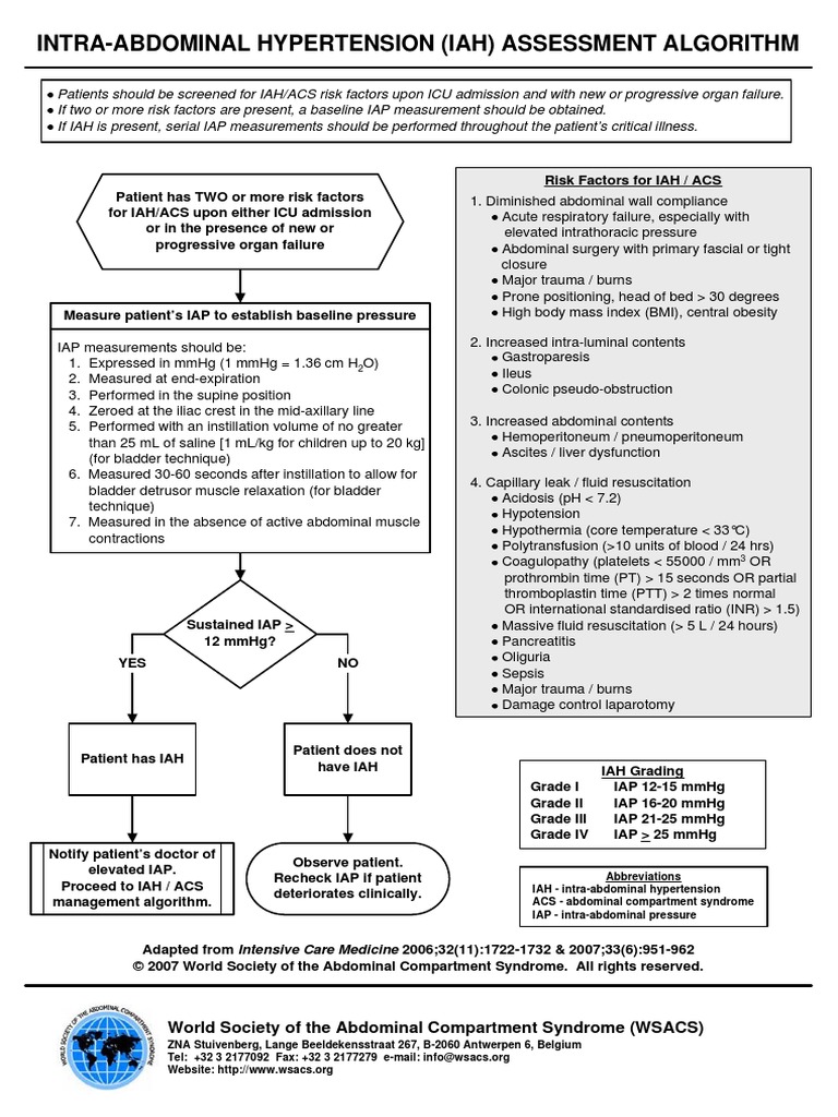 Intra-Abdominal Hypertension (Iah) Assessment Algorithm: World Society ...