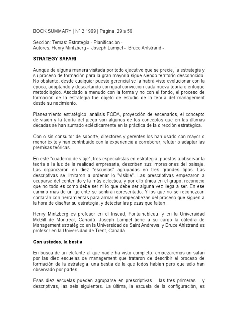 Strategy Safari | PDF