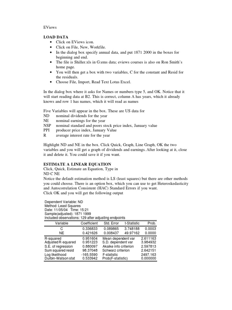 EViews | PDF | Errors And Residuals | Coefficient Of Determination