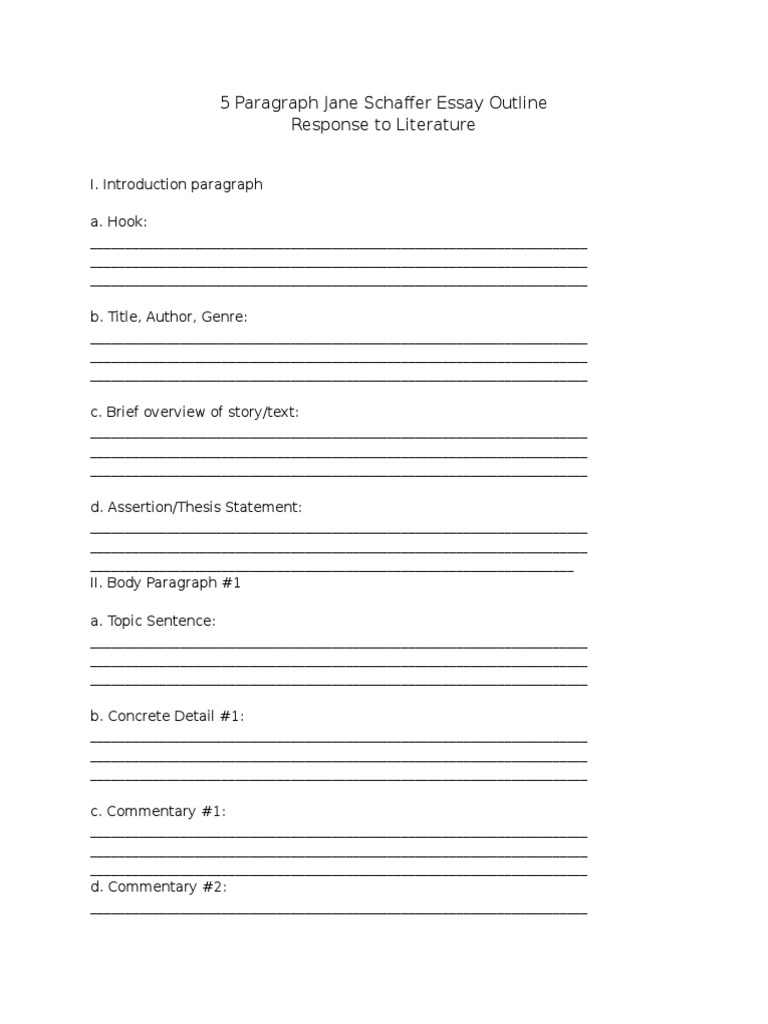 5 Paragraph Jane Schaffer Essay Outline | PDF