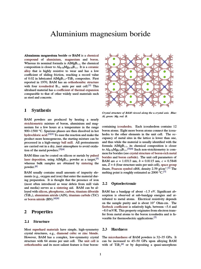 Aluminium Magnesium Boride Overview | PDF | Chemical Elements ...