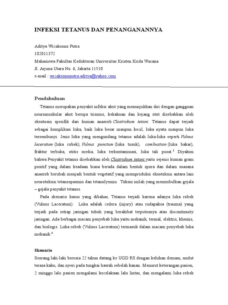 Infeksi Tetanus Dan Penanganannya | PDF