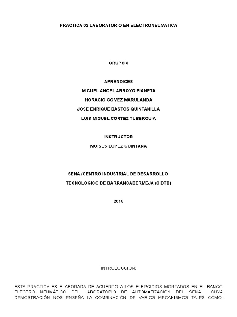Informe Practica 2 Electroneumatica | PDF | Tecnología