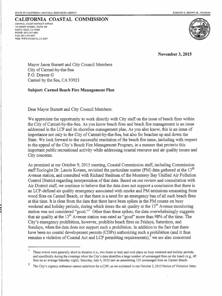 CCC Letter To Mayor Re Ordinance 11 03 2015 | PDF | Air Pollution | Nature
