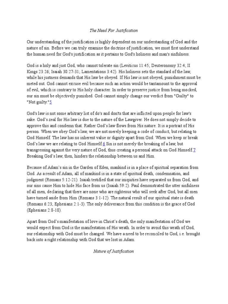 The Need For Justification | PDF | Justification (Theology ...