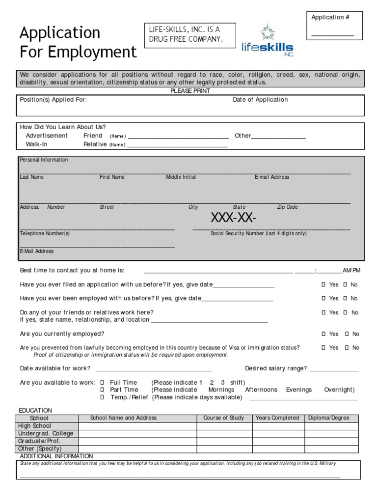 Employment Application Form | PDF | Nationality | Disability