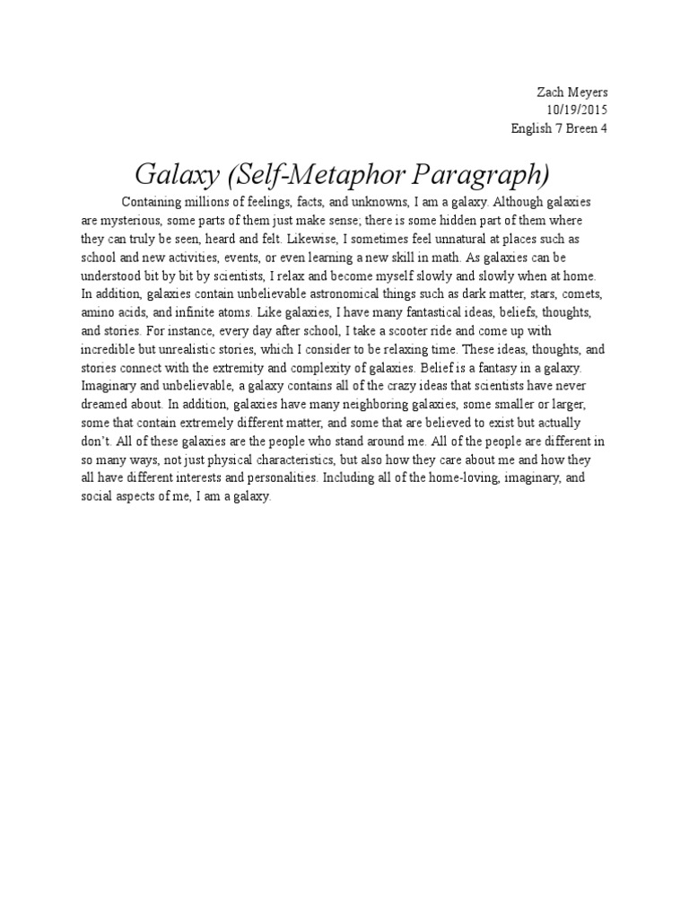 Galaxy (Self-Metaphor Paragraph) | PDF