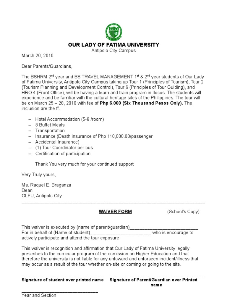 OLFU Antipolo Tour Program Details | PDF