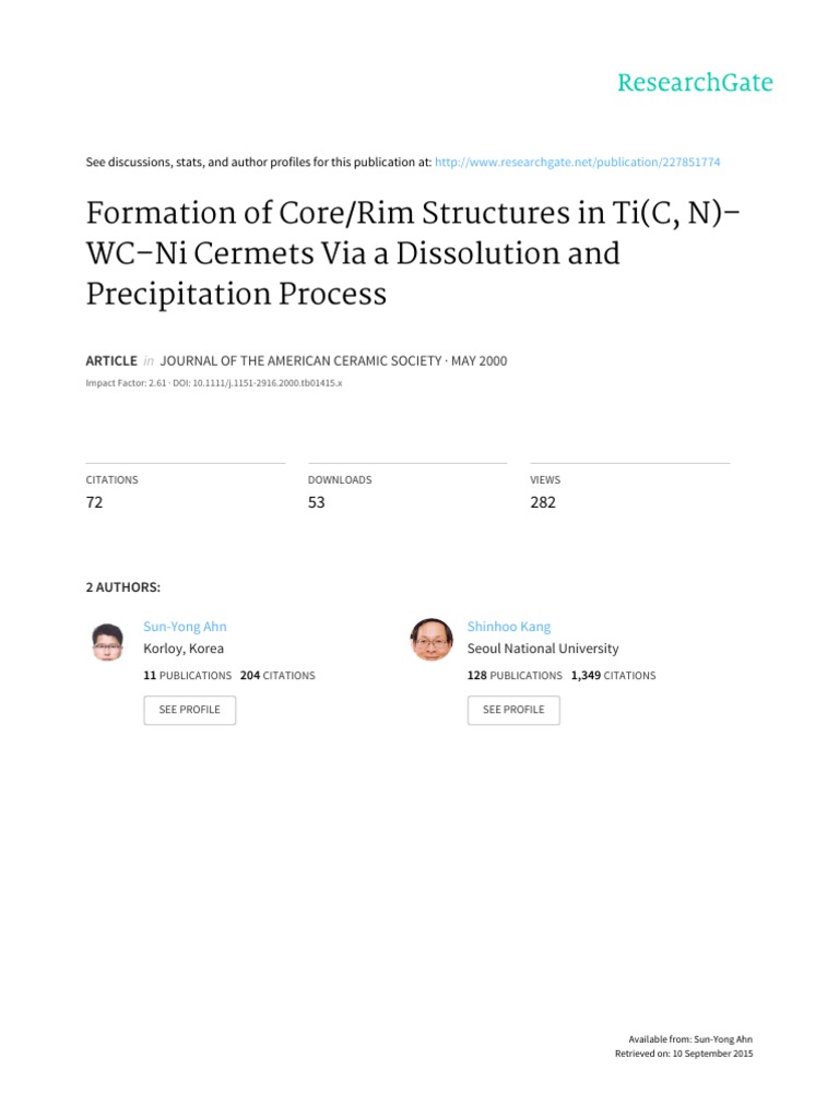 Formation of Core-Rim | PDF | Sintering | Solubility
