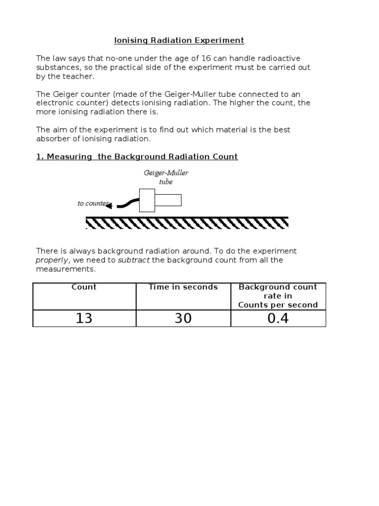 Ionising Radiation Experiment | PDF | Ionizing Radiation | Radiation ...