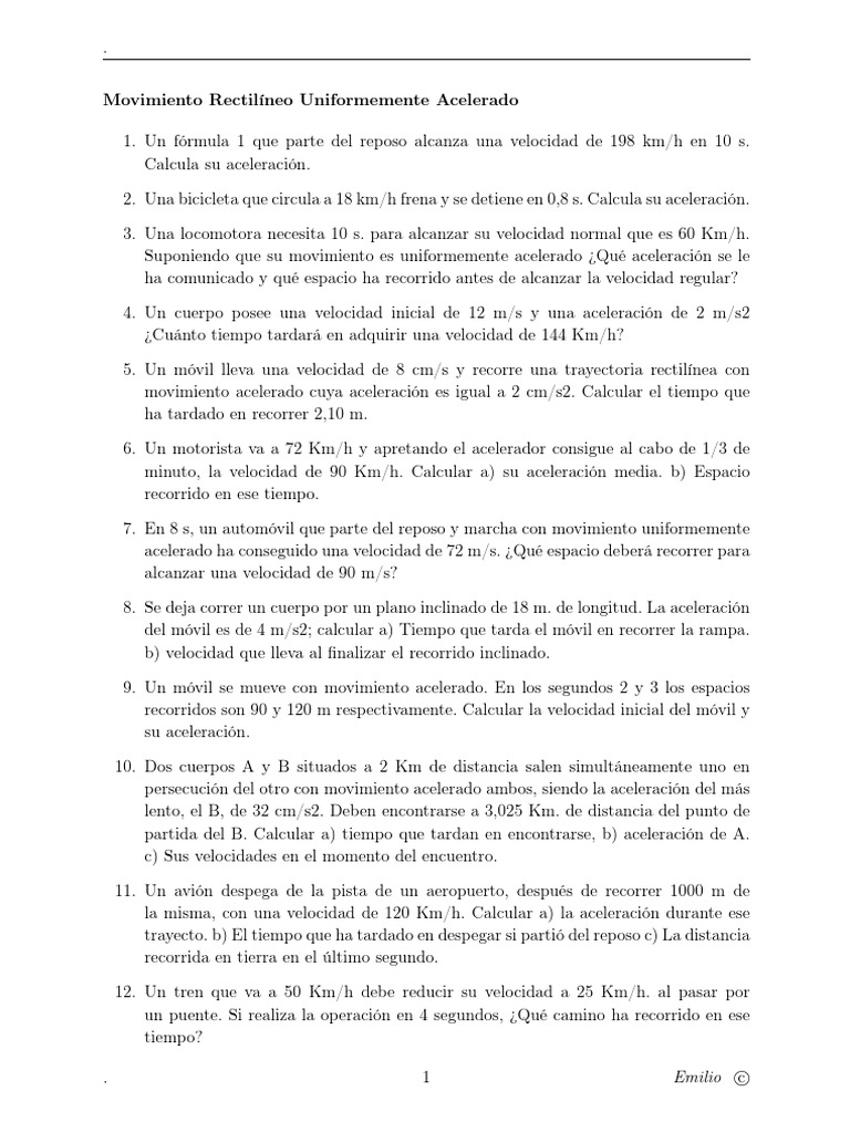 Ficha Mrua | PDF | Movimiento (física) | Pista