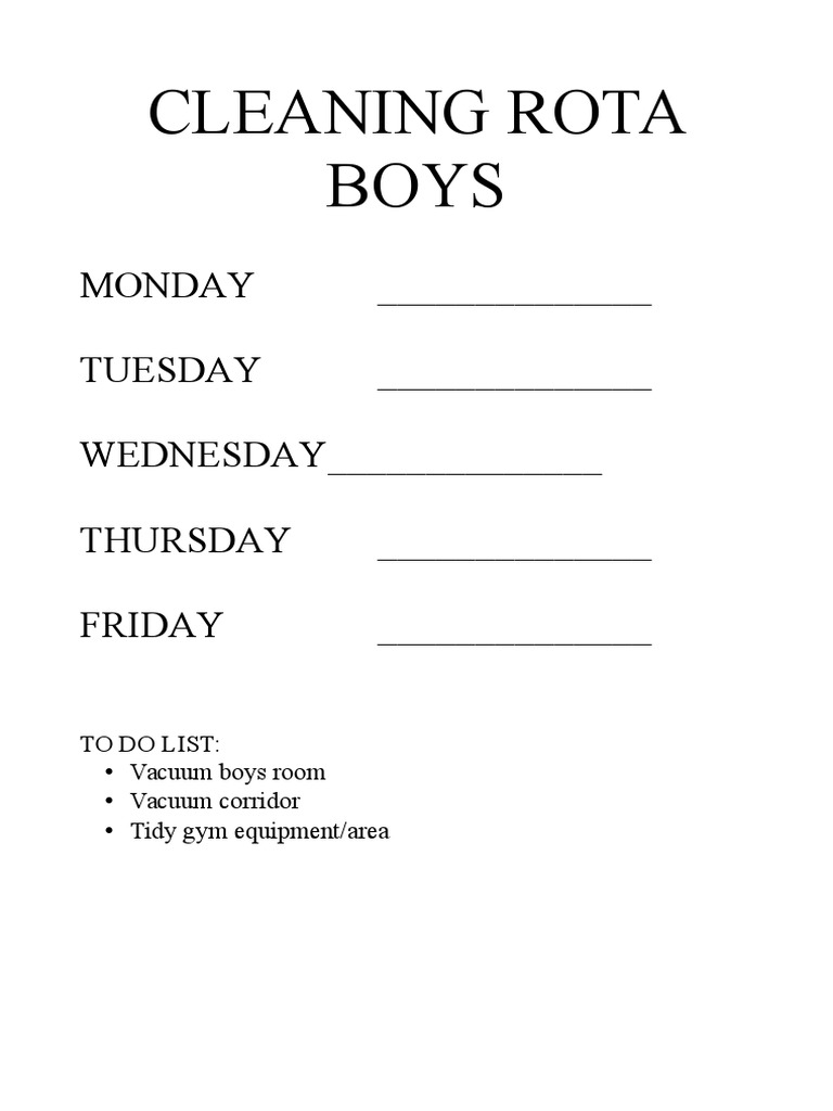 Cleaning Rota | PDF
