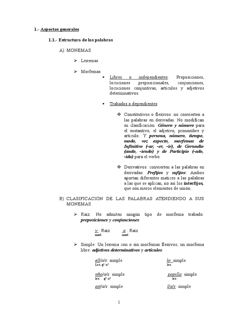 Análisis morfológico de palabras y verbos | PDF | Verbo | Reglas