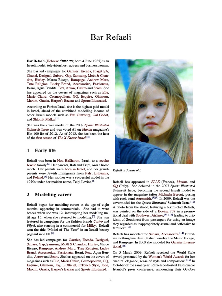 Bar Refaeli: 1 Early Life | PDF