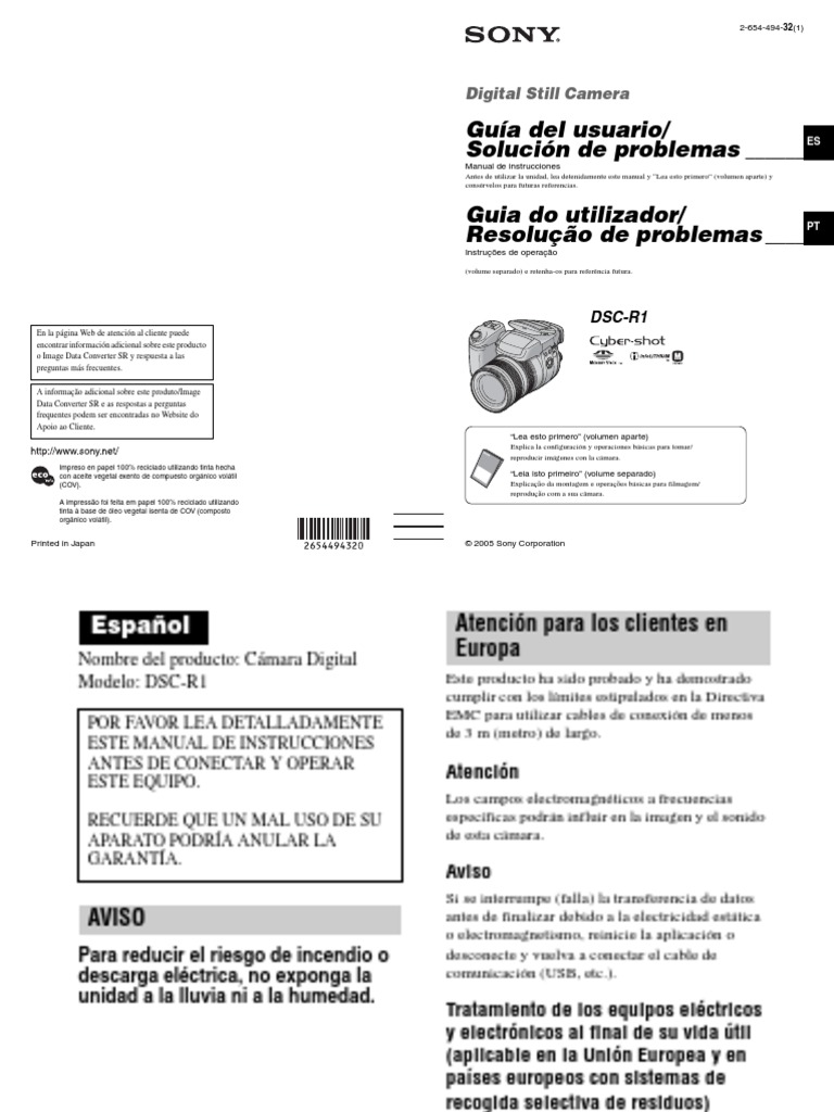 Manual - Camara Sony DSC - r1 | PDF | Velocidad de obturación ...