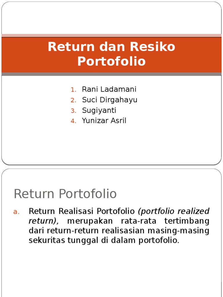 Presentasi-Return Dan Risiko Portofolio | PDF | Metode & Bahan Ajar