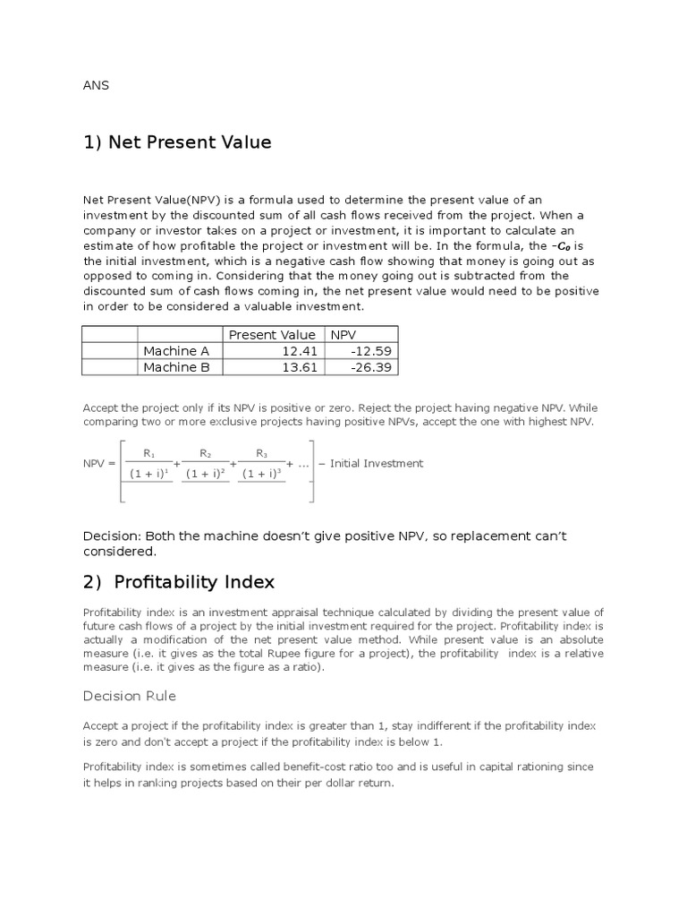 1) Net Present Value: Decision Rule | PDF | Net Present Value | Present Value