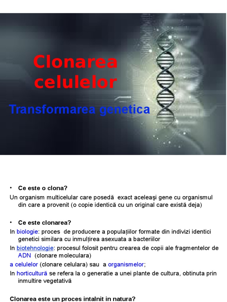Clonarea Celulara Si Transformarea Genetica | PDF
