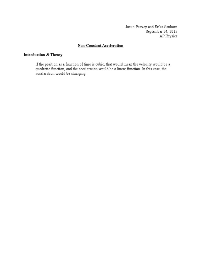Non Constant Acceleration | PDF