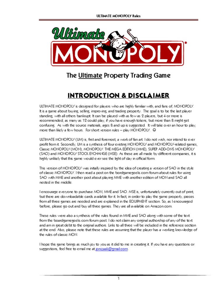 Ultimate Monopoly Game Rules Guide | PDF | Stocks | Dividend