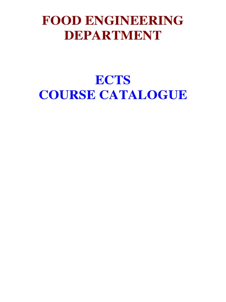Ects Course Catalogue: Food Engineering Department | PDF | Master Of ...