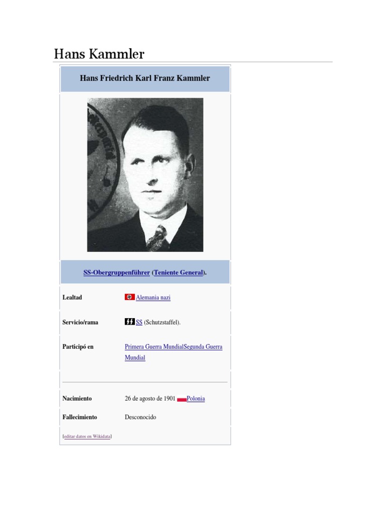 Hans Kammler: Ingeniero de las SS y Misiles V-2 | PDF