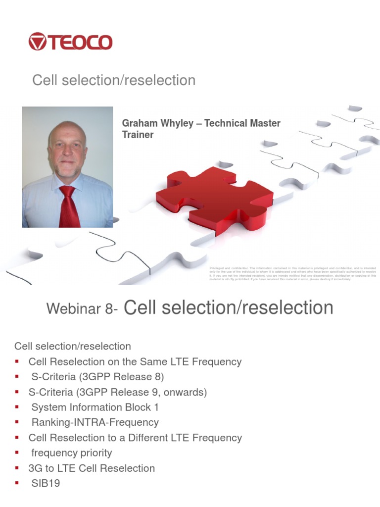 Cell Selection/reselection: Graham Whyley - Technical Master Trainer | PDF | Bandwidth (Signal ...
