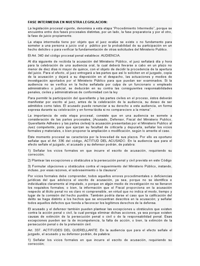 Etapa Intermedia | PDF | Ley procesal | Procedimiento Criminal