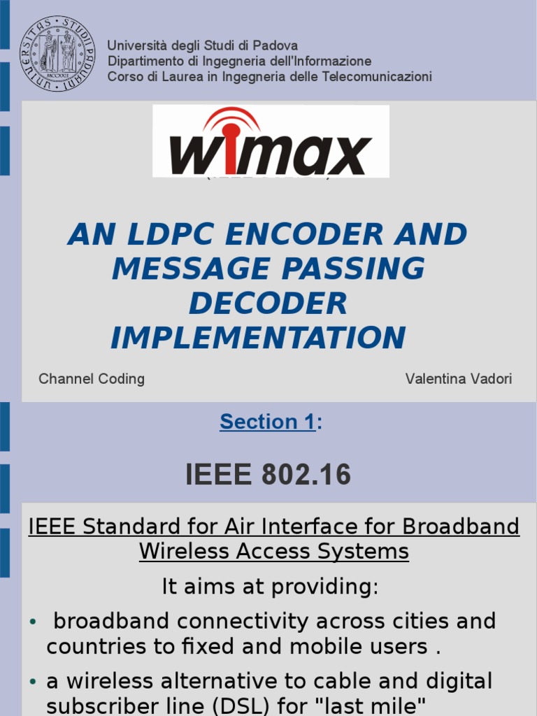 LDPC Encoder and Decoder for IEEE 802.16 | PDF | Forward Error ...
