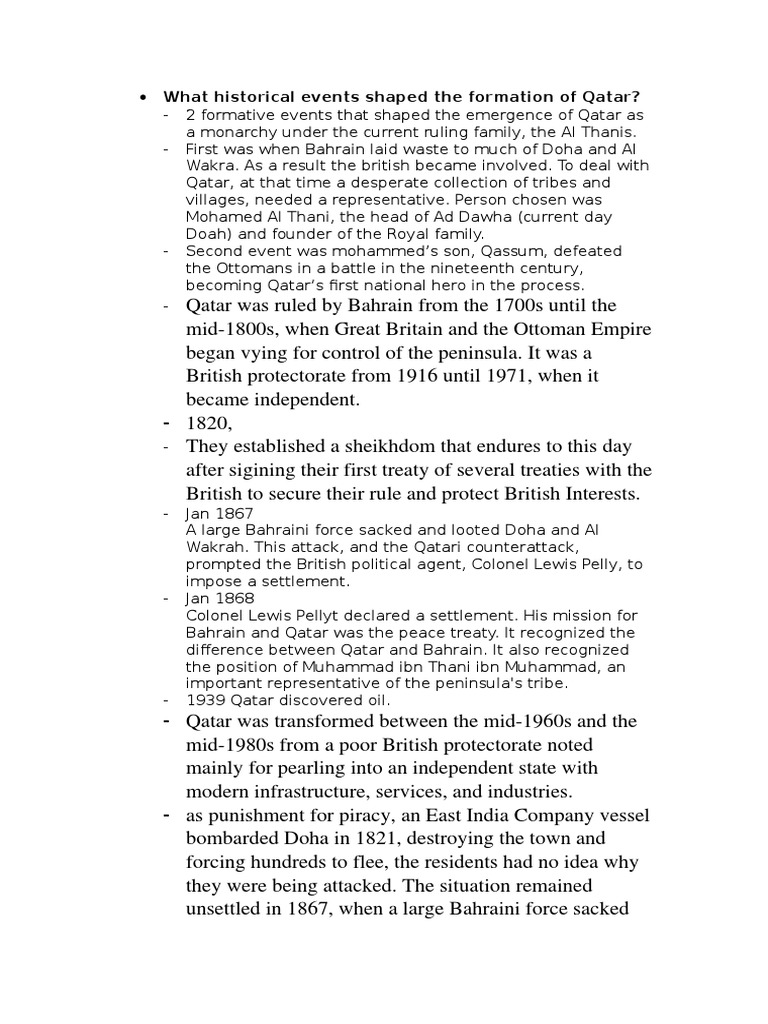 What Historical Events Shaped The Formation of Qatar | PDF | Qatar | Doha