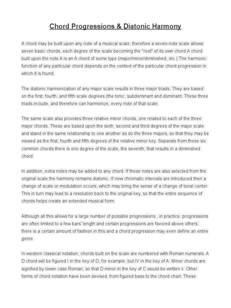 4 Chord Progressions & Diatonic Harmony | PDF | Chord (Music) | Harmony