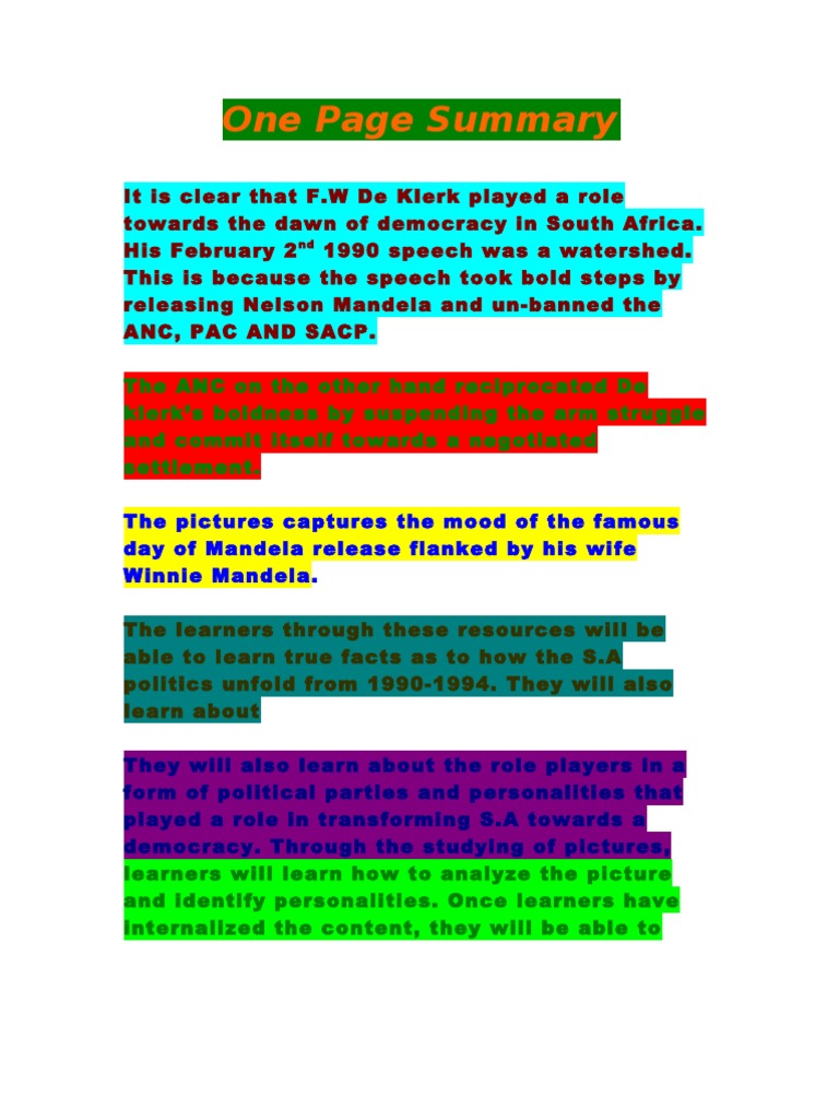 One Page Summary | PDF | Travel | History