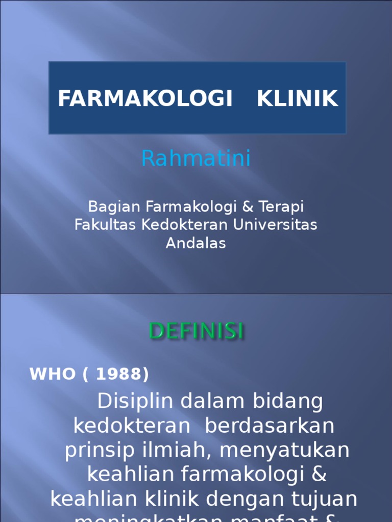 Farmakologi Klinik Pdf Pharmacokinetics Therapy