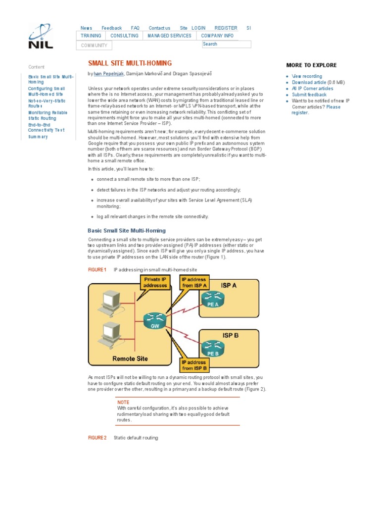 NIL - Small Site Multi-Homing | Download Free PDF | Ip Address | Router (Computing)